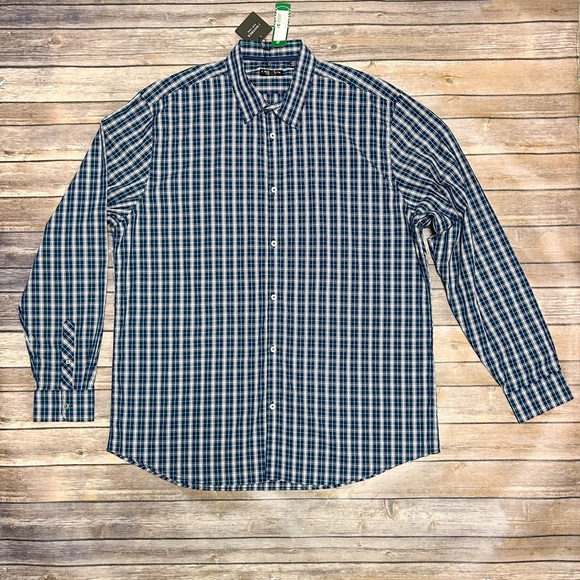 J. Maverick | Shirts | J Mavericks Plaid Green White Blue Button Up Cotton Poplin Shirt Nwt Xxl ...